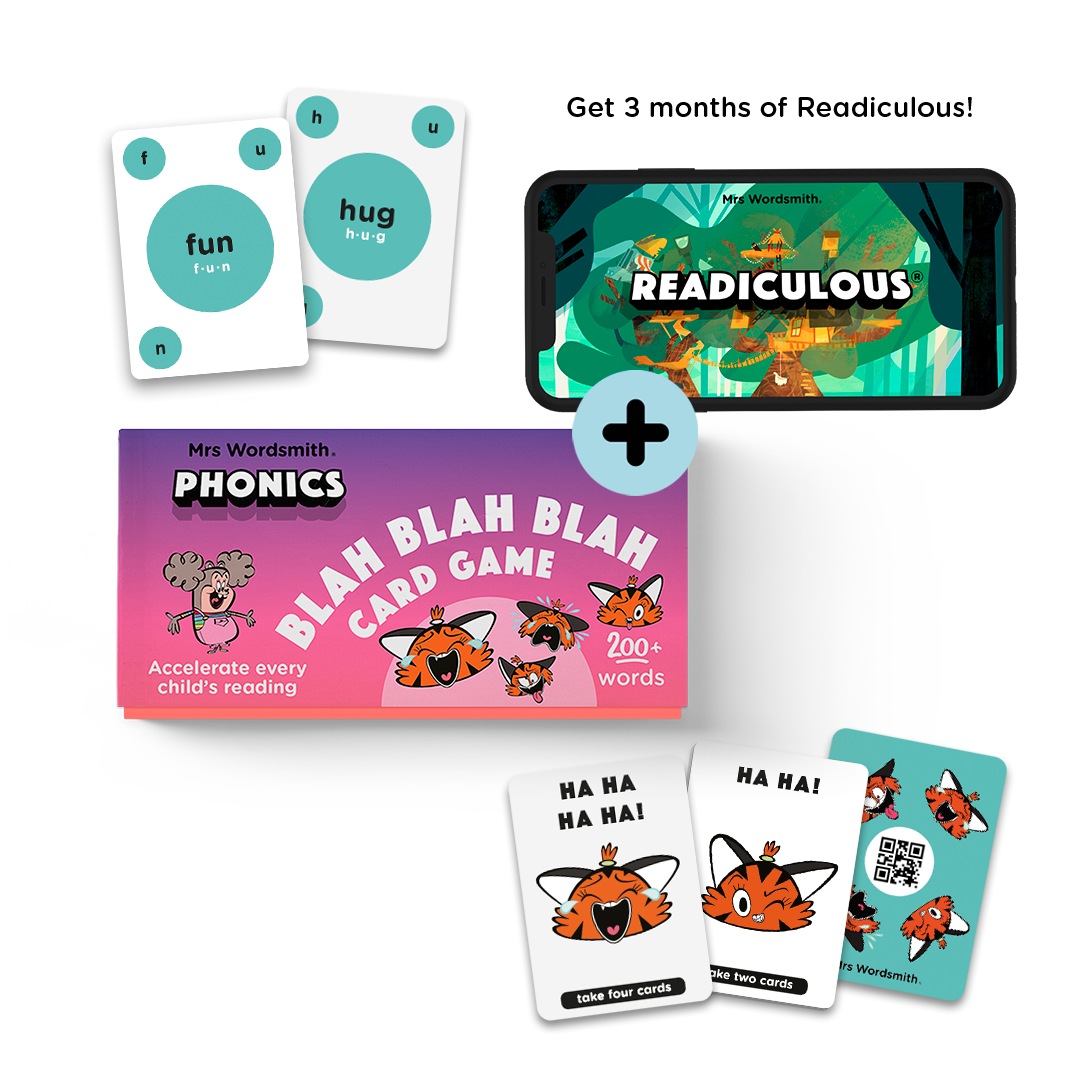 Blah Blah Blah Phonics Card Game - helps kids to learn to read - Mrs Wordsmith AU