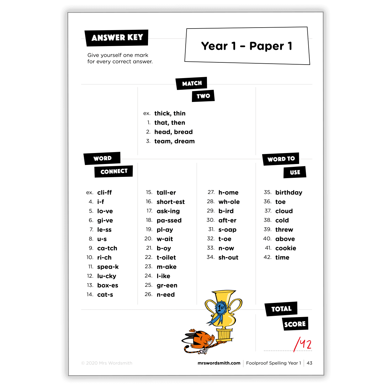 Grade 1 Spelling List Pdf