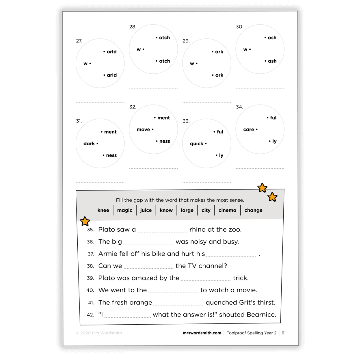 Spelling Mixed Papers Grade 2 Printed Worksheets - Mrs Wordsmith US