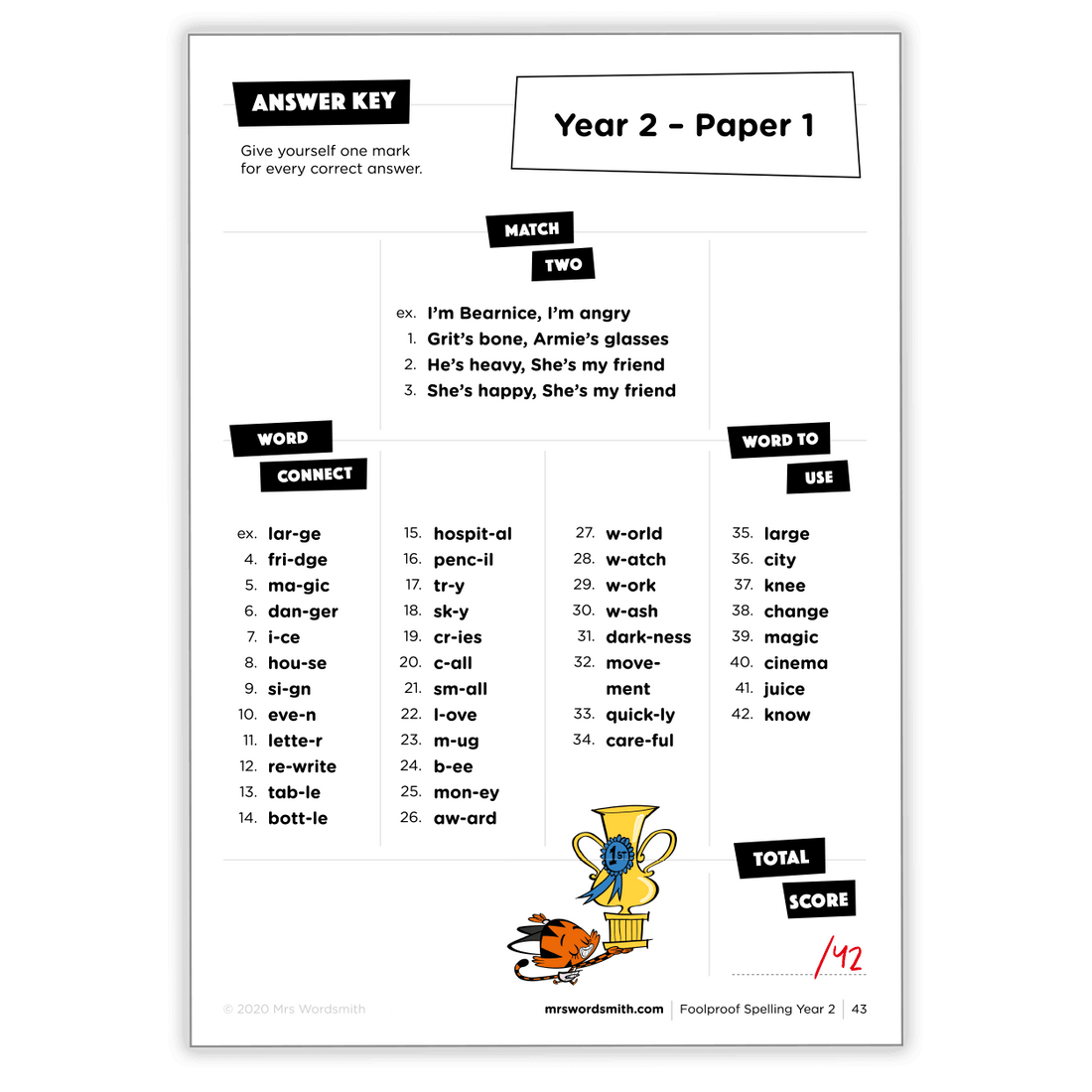 Spelling Mixed Papers Grade 2 Printed Worksheets - Mrs Wordsmith US