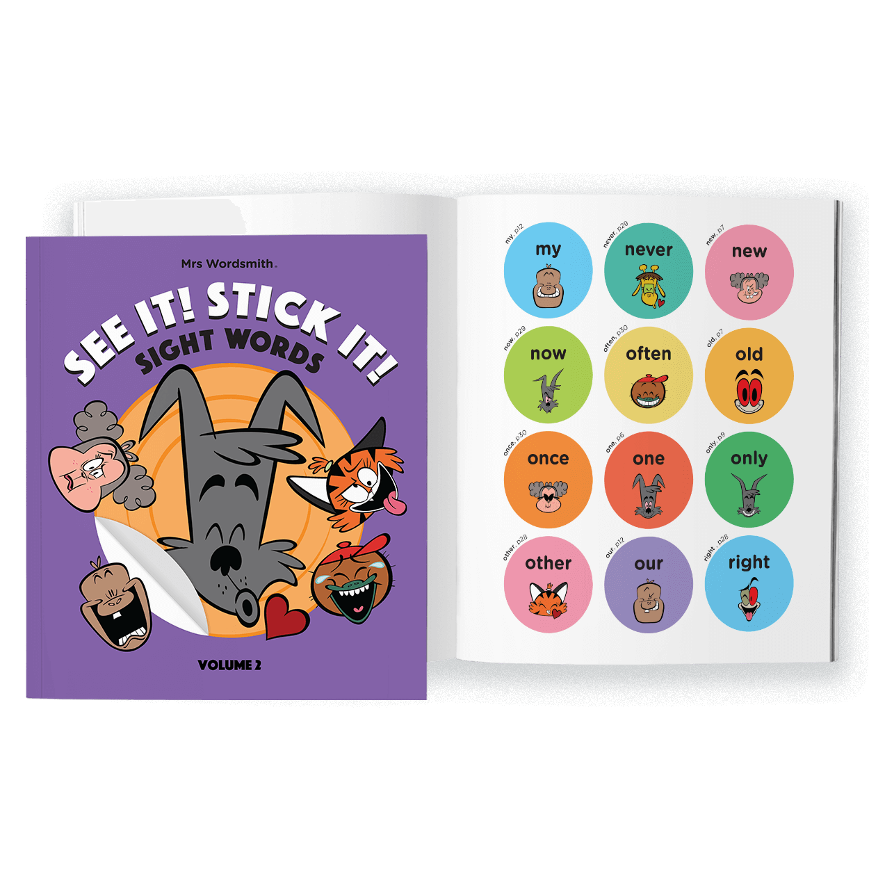 Sight words sticker books for ages 4 - 6 | Mrs Wordsmith