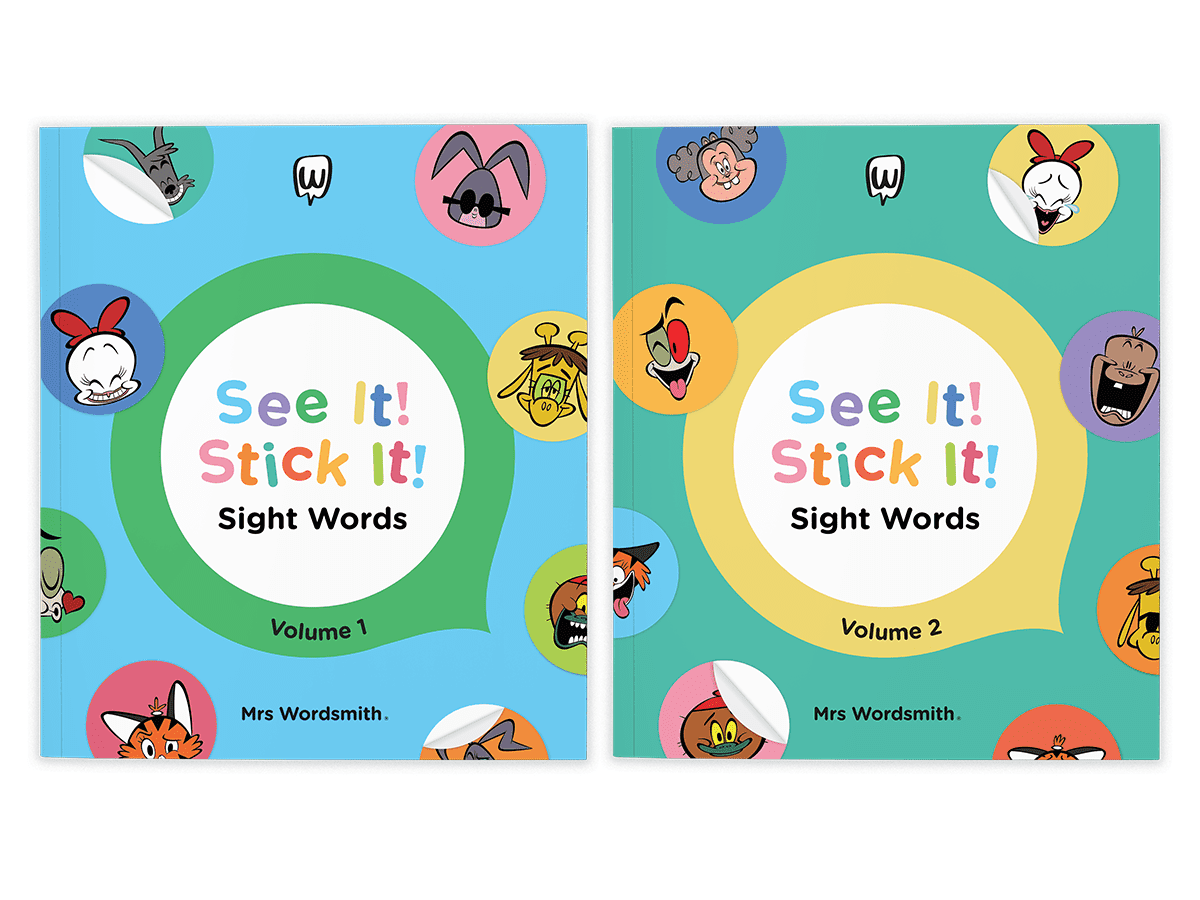 Sight words sticker books for ages 4 - 6 | Mrs Wordsmith
